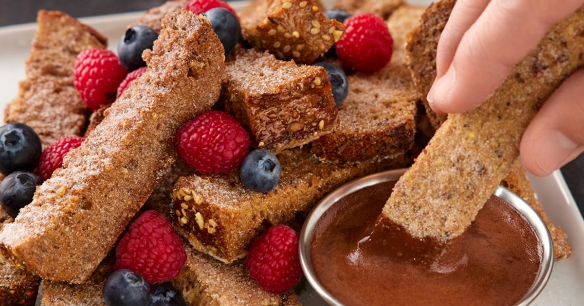 Protein French Toast Sticks with Chocolate Protein Dipping… | Dymatize
